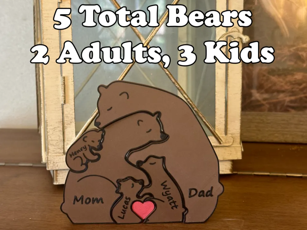 Personalized Interlocking Family Bears Family of 5 by BBN GRAFX ...