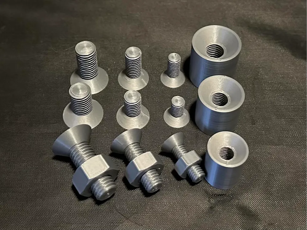 M8 M10 M12 FLATHEAD BOLTS + NUTS + THREAD INSERTS by BATTCAVE - MakerWorld