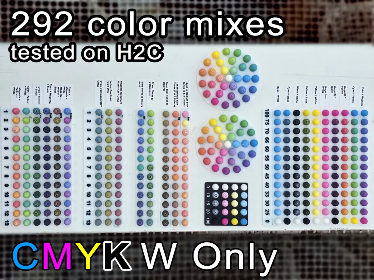 292 Color Mixes Tested on H2C - Free 3D Print Model - MakerWorld
