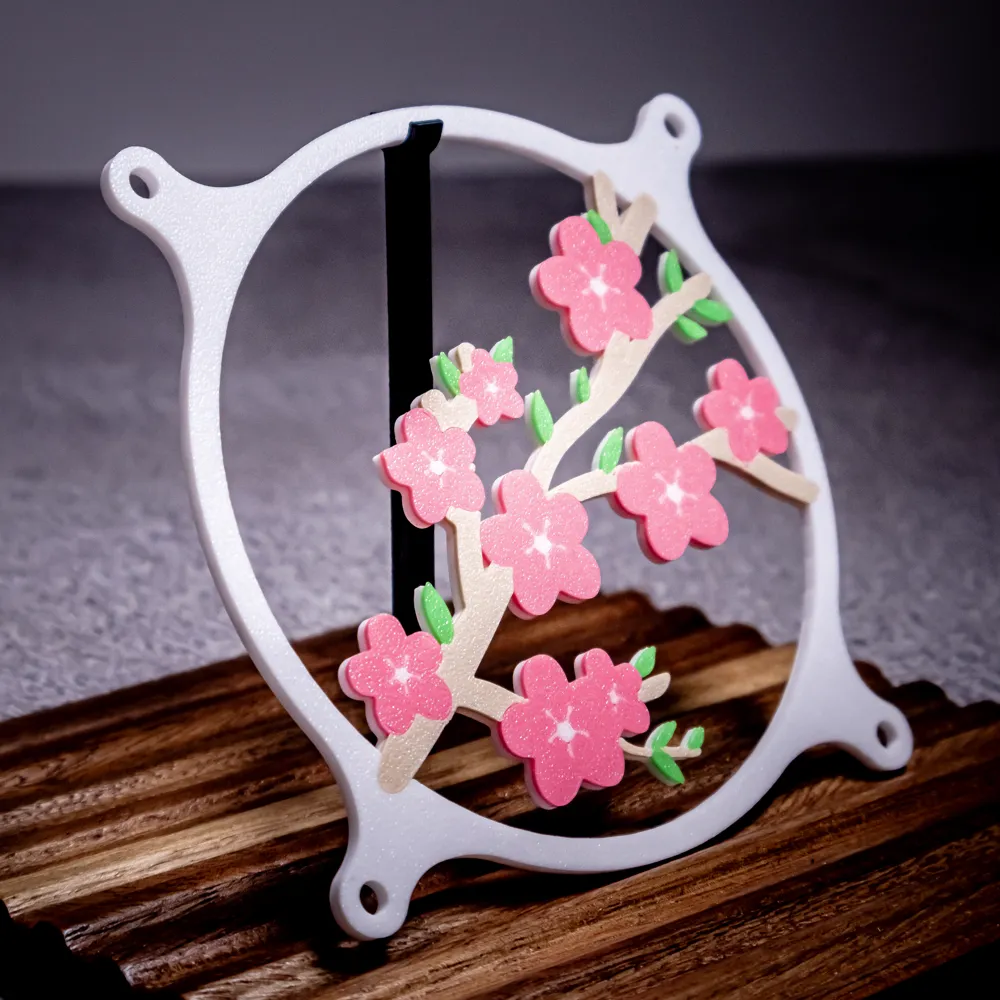 120mm Cherry Blossom Computer Fan Cover - Free 3D Print Model - MakerWorld