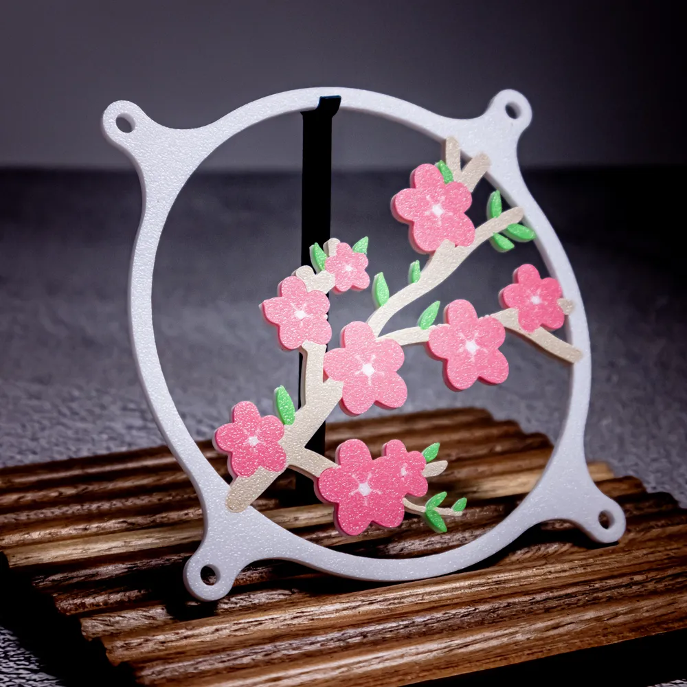 120mm Cherry Blossom Computer Fan Cover - Free 3D Print Model - MakerWorld