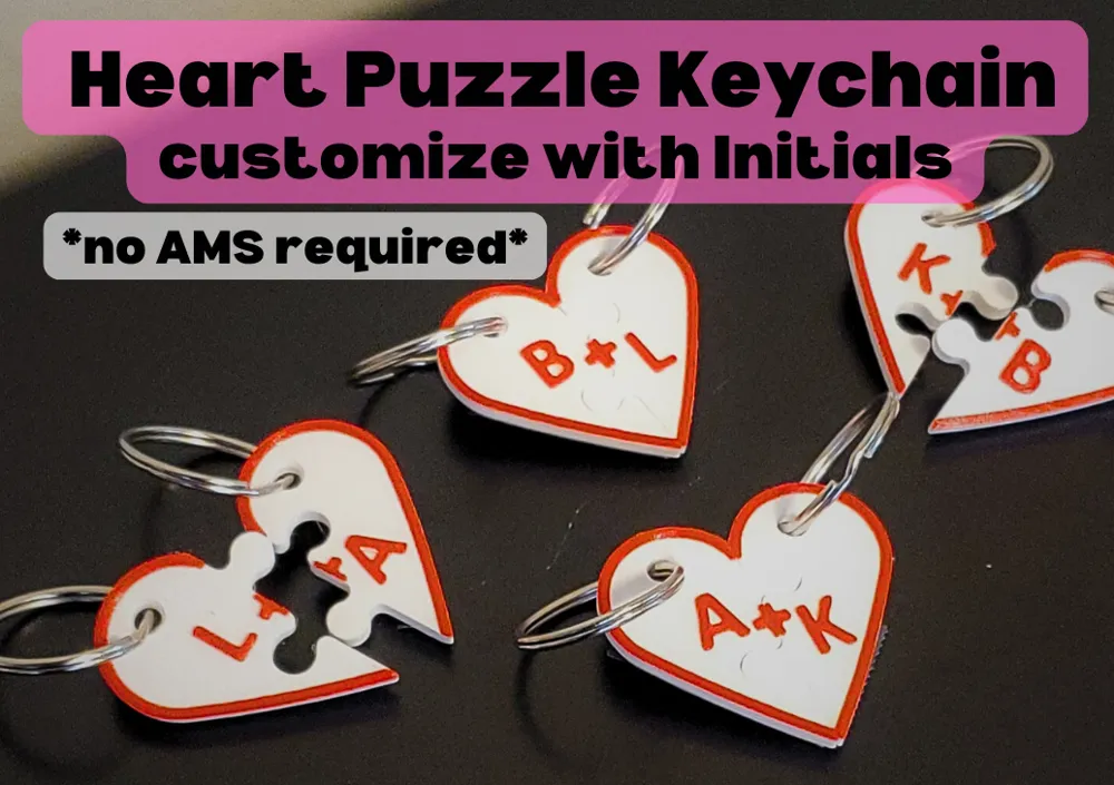 Cute Puzzle Heart Keychain Valentines Couples Gift by Ziggy - MakerWorld
