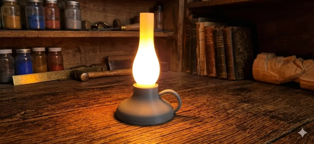 Vintage Oil Lamp LED Tealight Holder - Free 3D Print Model - MakerWorld