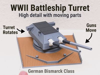 WWII Bismarck Battleship Turret with Moving Guns by Rexi Labs ...