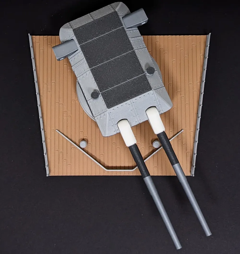 WWII Bismarck Battleship Turret with Moving Guns - Free 3D Print Model ...