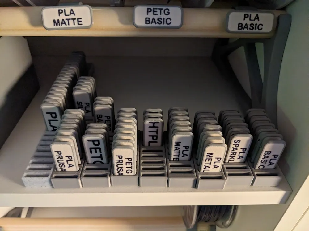 Broom handle spool shelf labels by nigeljohnson73 - MakerWorld