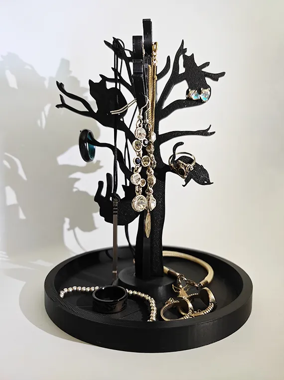 Jewelery Stand - Cats in a Tree - Free 3D Print Model - MakerWorld