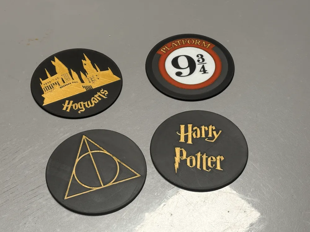 Harry Potter Coasters for Glasses (1) - Free 3D Print Model - MakerWorld