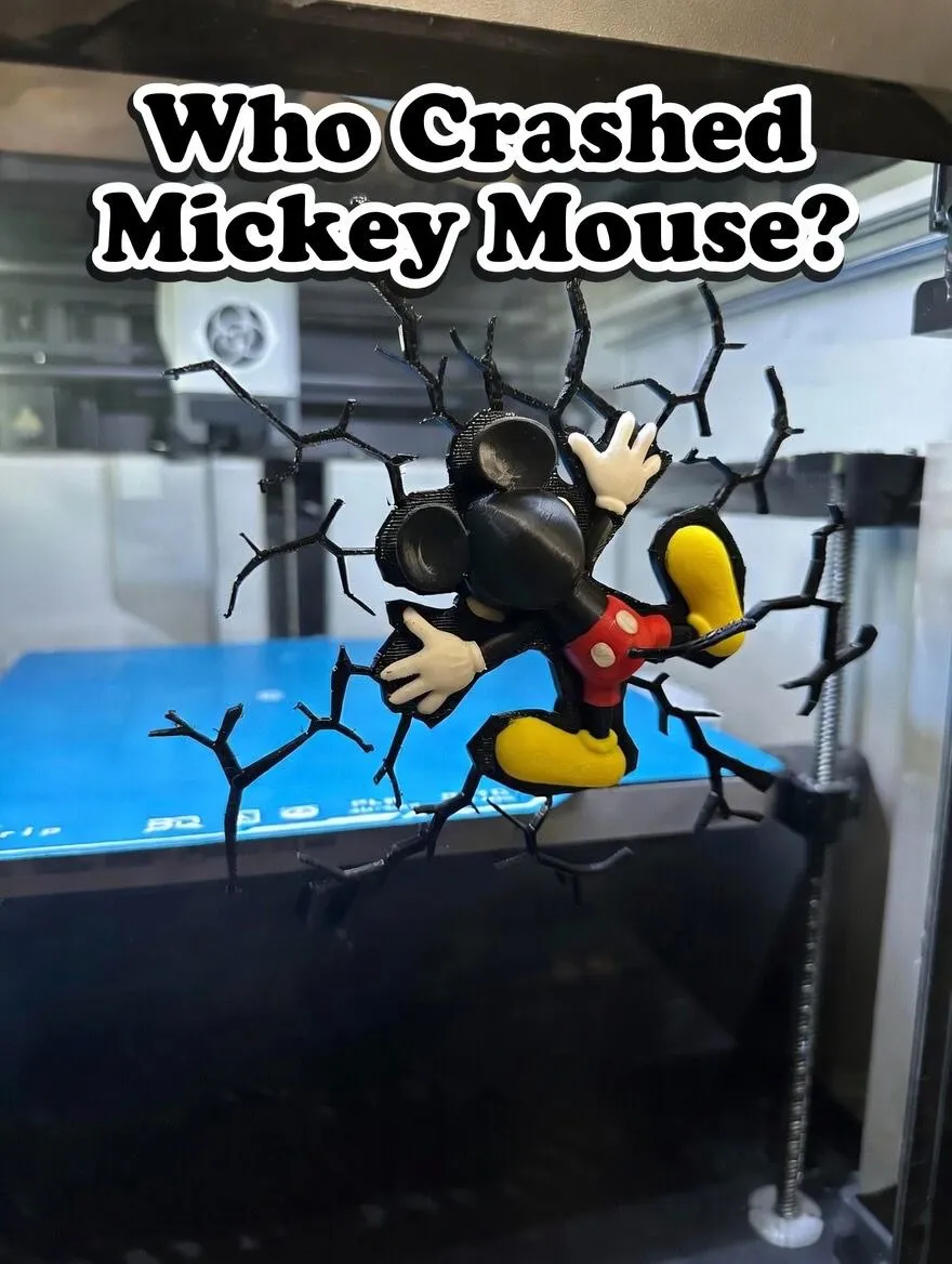 Mickey Mouse "Wall Crash"-Fake impact wall decal - Free 3D Print Model ...
