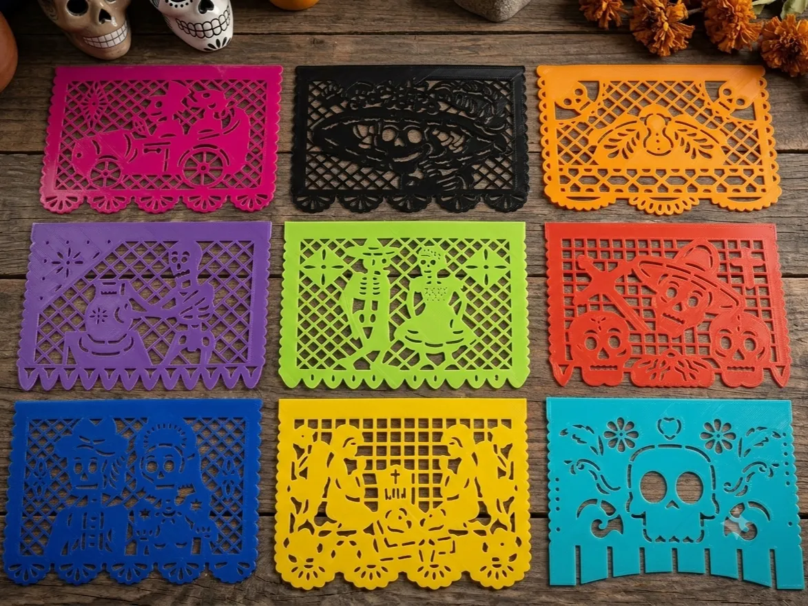 Day of the Dead cut paper banners - Free 3D Print Model - MakerWorld
