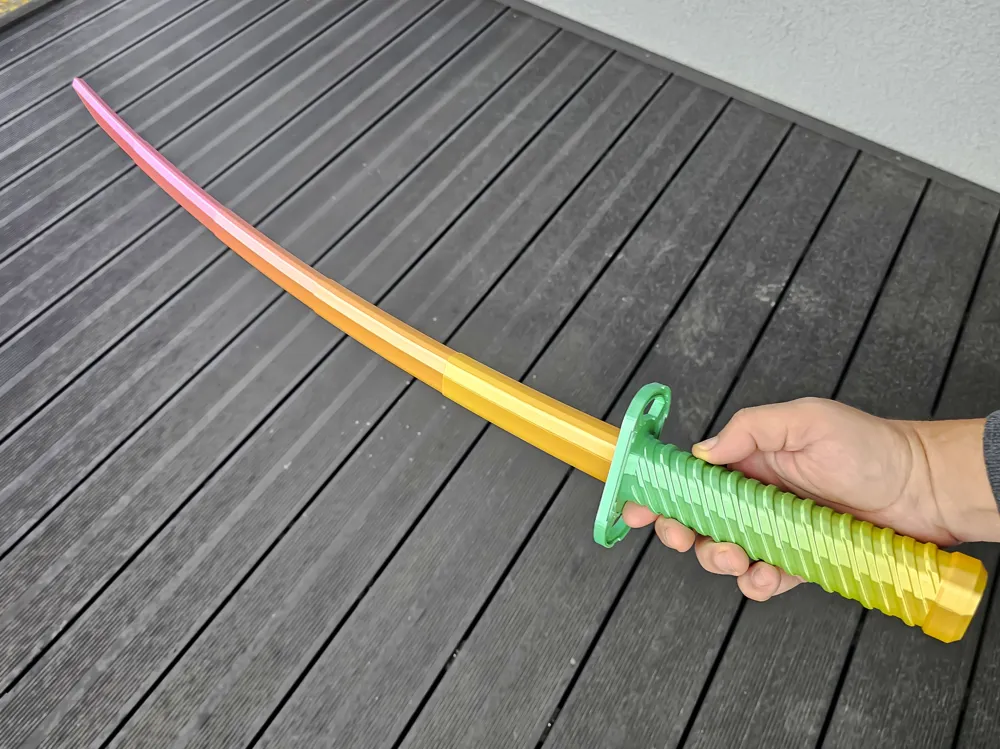 One-Hand Katana (92cm, print in place) - Free 3D Print Model - MakerWorld