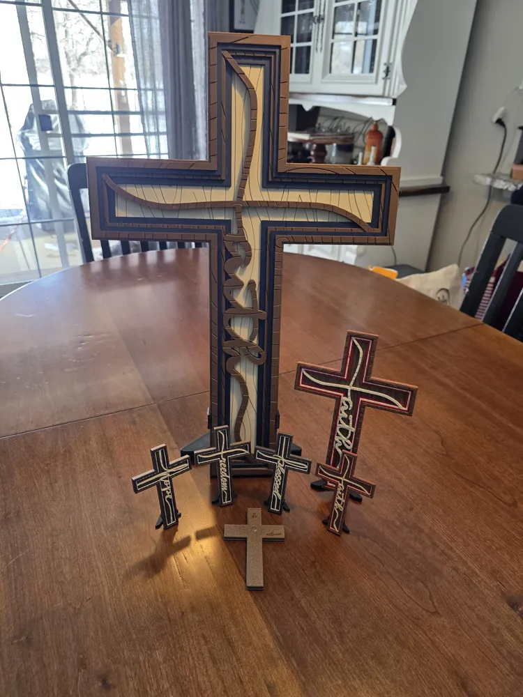 20" Faith Cross with wood grain texture - Free 3D Print Model - MakerWorld