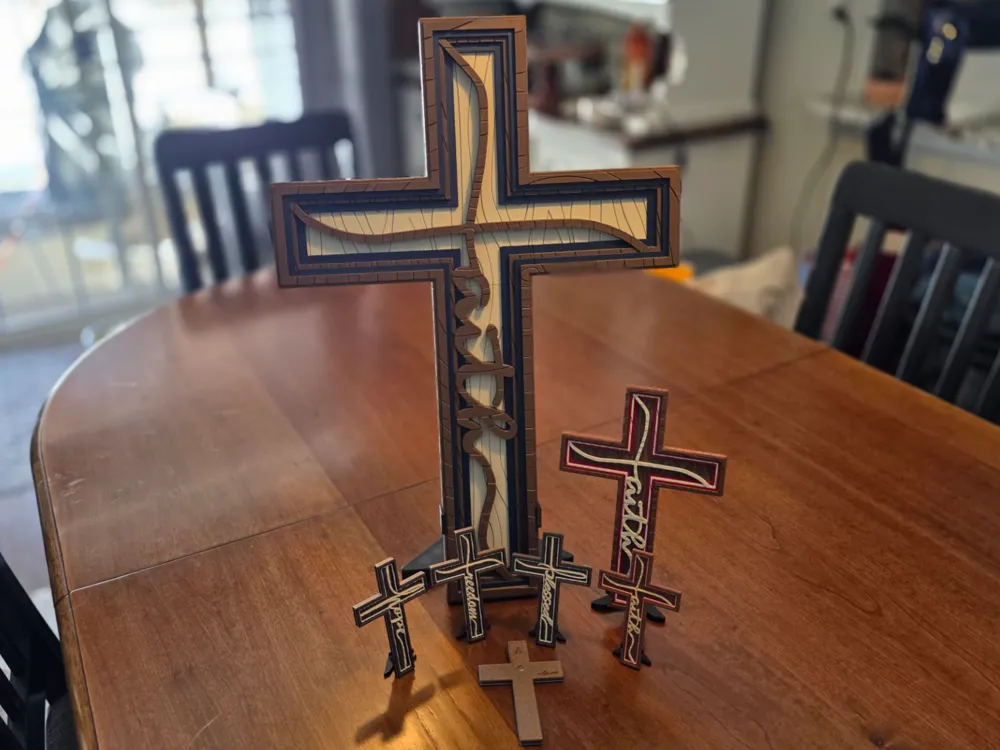 20" Faith Cross with wood grain texture - Free 3D Print Model - MakerWorld