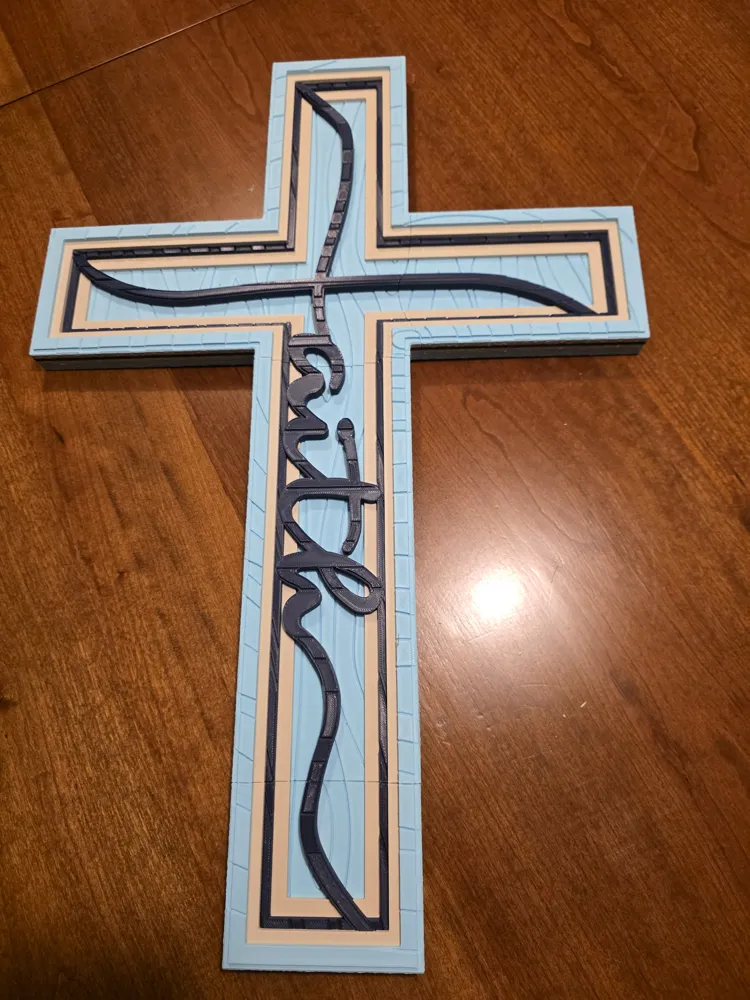 20" Faith Cross with wood grain texture - Free 3D Print Model - MakerWorld