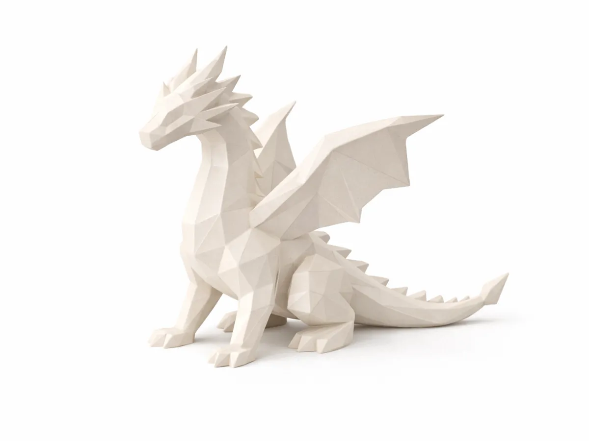 Low Poly Dragon Sculpture - Free 3D Print Model - MakerWorld