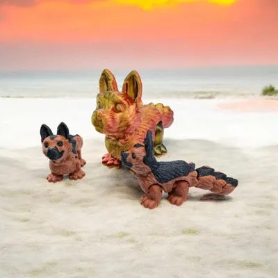 German Sheperd Puppy Flexible Dog by The Dragons Den MakerWorld ...