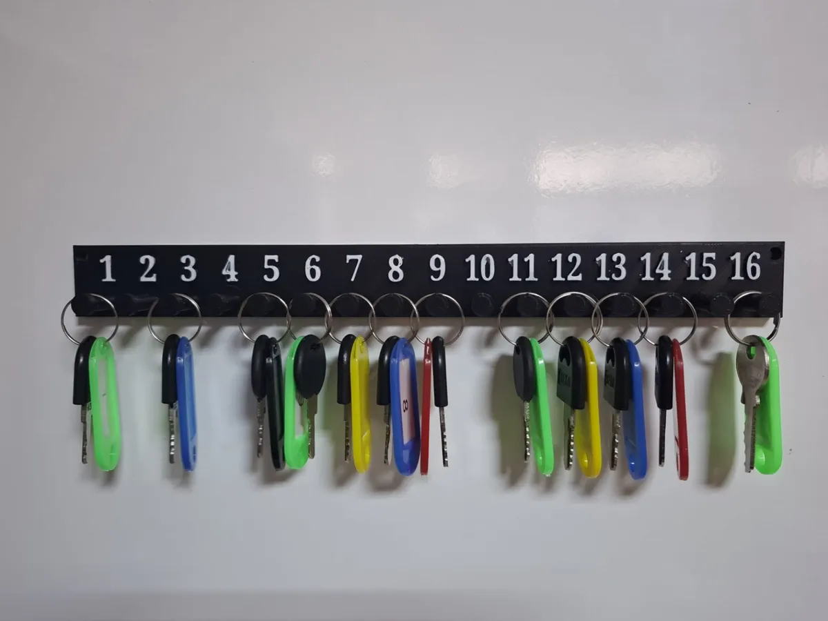 Numbered Key Organizer (1-16) - Wall Mount Rack - Free 3D Print Model ...