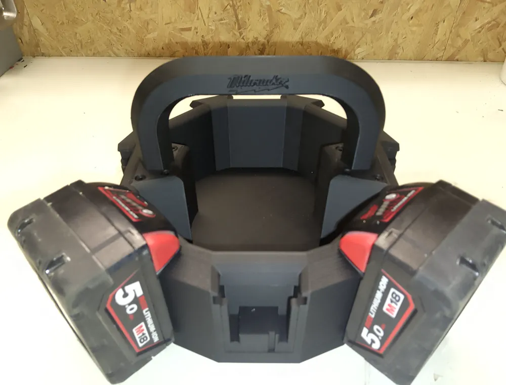 Work case suporting 8 Milwaukee M18 battery holder - Free 3D Print ...