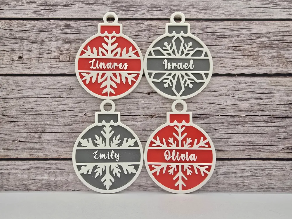 (Customizable Name) Snowflake Ornaments - Free 3D Print Model - MakerWorld