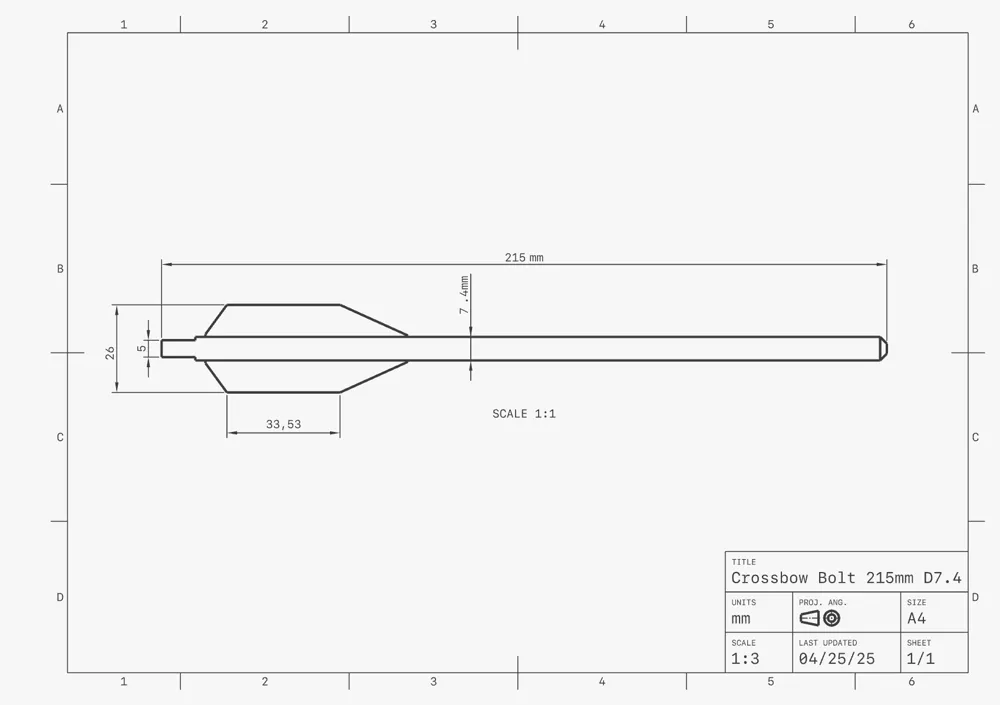 Crossbow Bolt 7.5" - Free 3D Print Model - MakerWorld