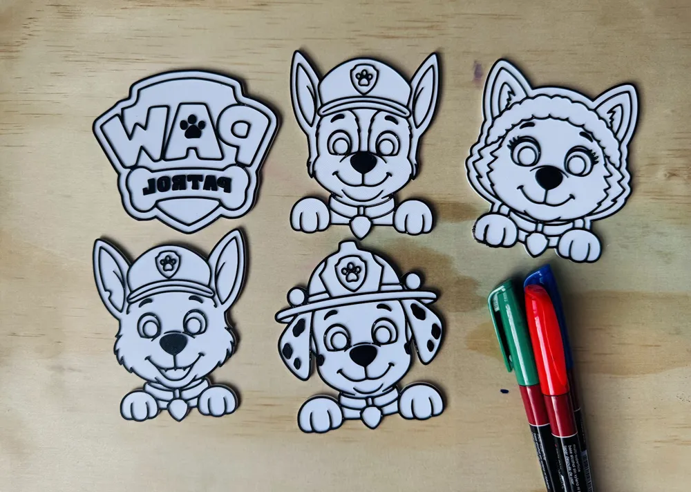 Paw Patrol coloring craft pack - Free 3D Print Model - MakerWorld