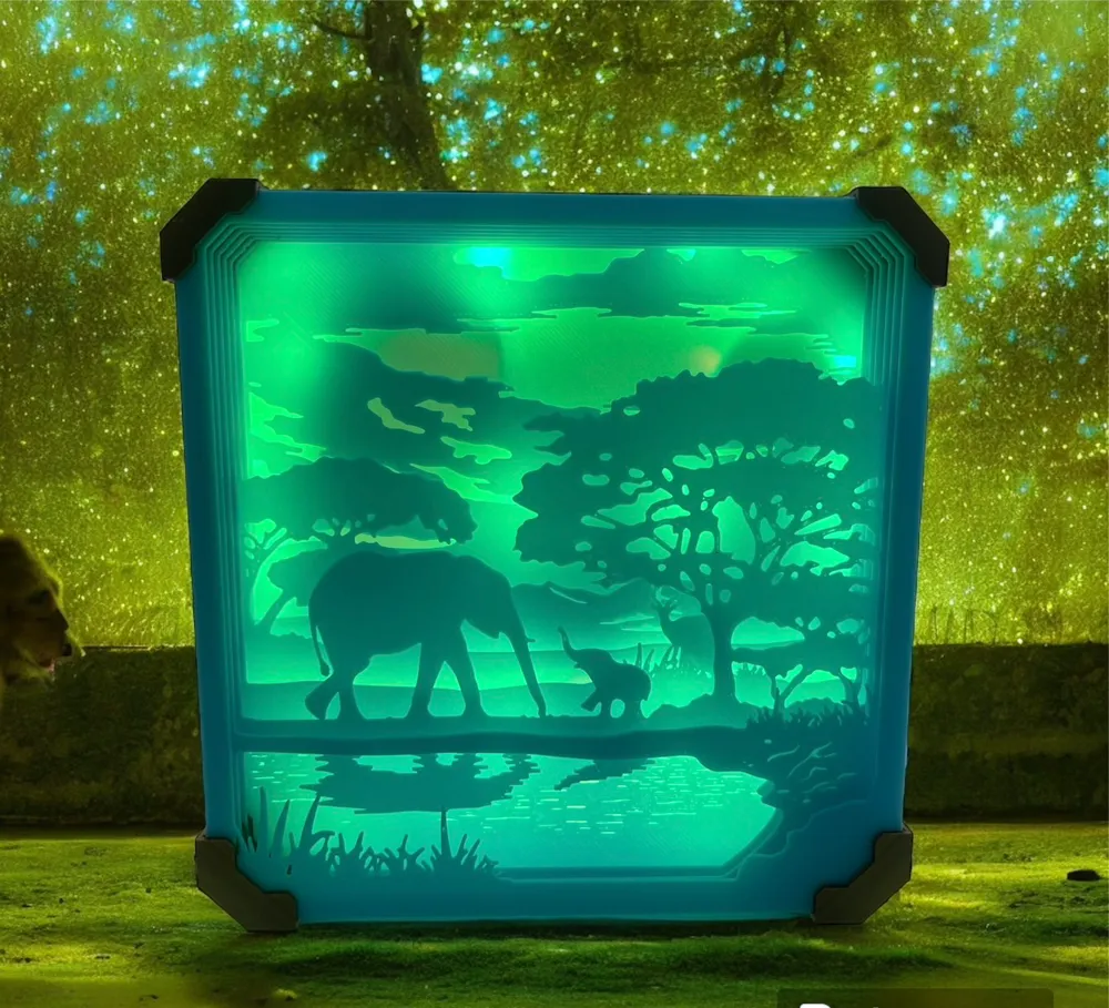 elephant animal light and shadow lamp by pan - MakerWorld