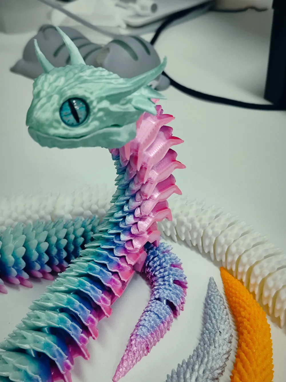 玄蛇：Print-in-Place articulated version, head rotatable, mouth openable ...