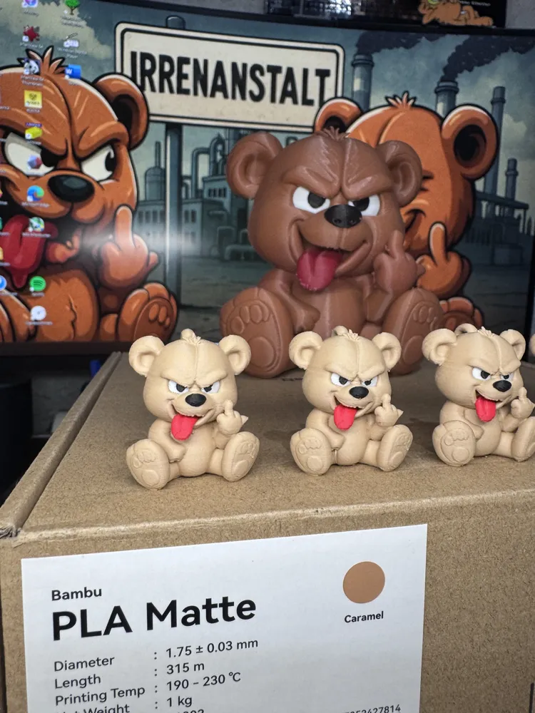 Mini Keychain - Cheeky Grumpy Bear - Free 3D Print Model - MakerWorld