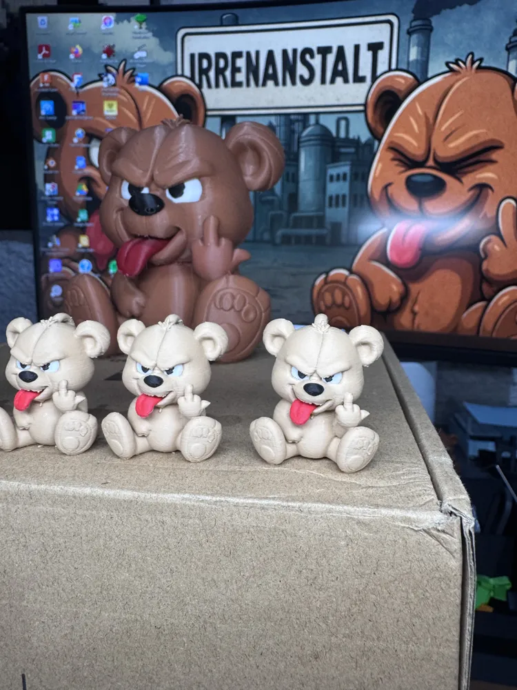 Mini Keychain - Cheeky Grumpy Bear - Free 3D Print Model - MakerWorld