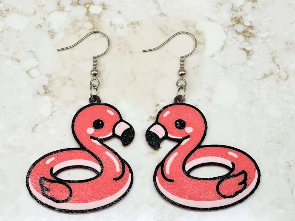 flamingo earrings by Ada & K 3DA MakerWorld: Download Free 3D Models