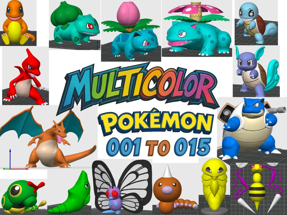 Multicolor - Pokemon 001 to 015 - Free 3D Print Model - MakerWorld