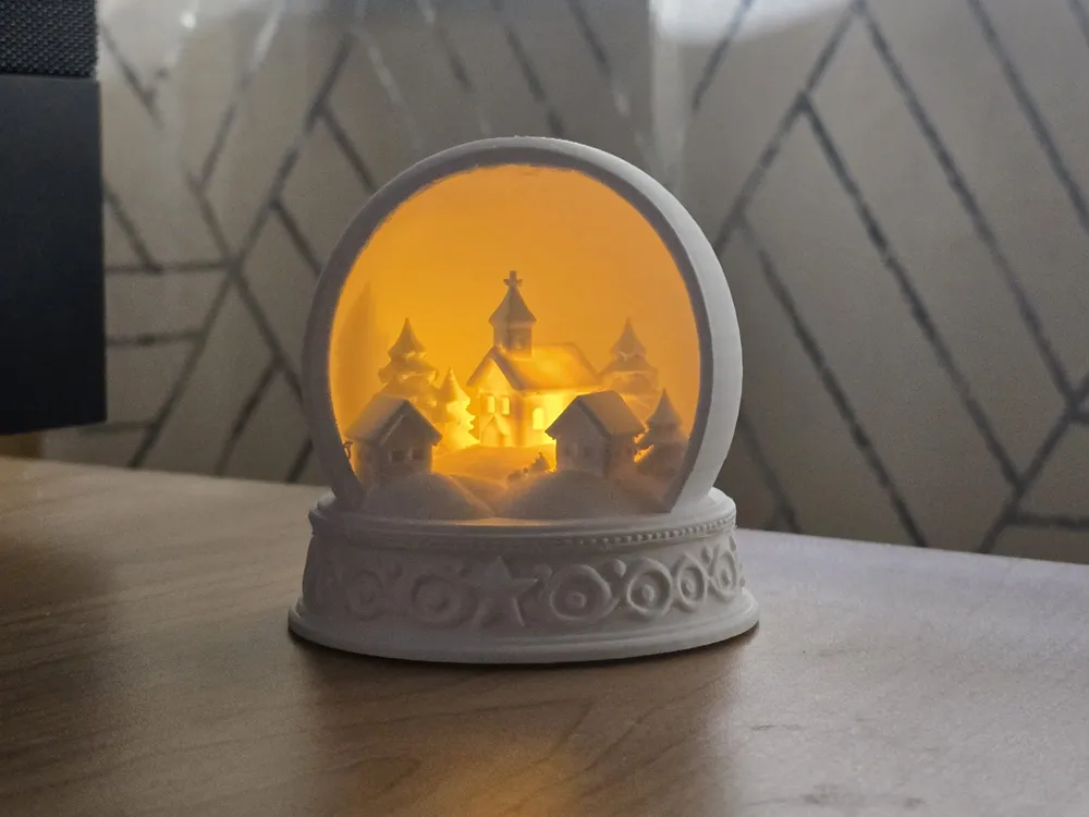 Winter Village Snow Globe for LED Tealight - Free 3D Print Model ...