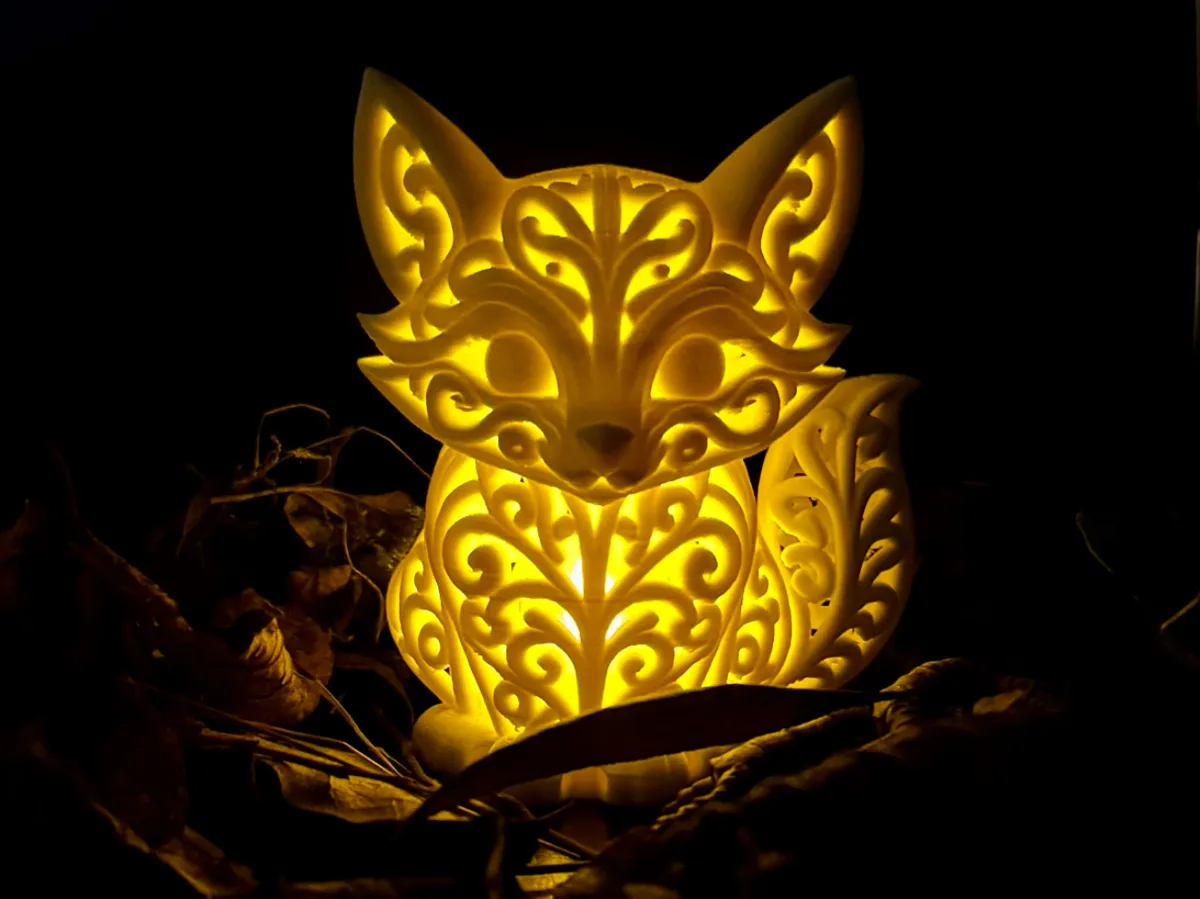 Fuchs im Ornament - Stil für LED-Teelicht – Kostenloses 3D-Druckmodell ...