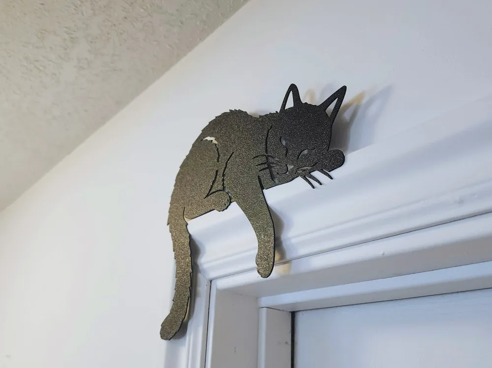 Sleeping Cat Overhang Silhouette - Free 3D Print Model - MakerWorld