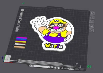 Wario logo Wall art by Tommy Gun - MakerWorld