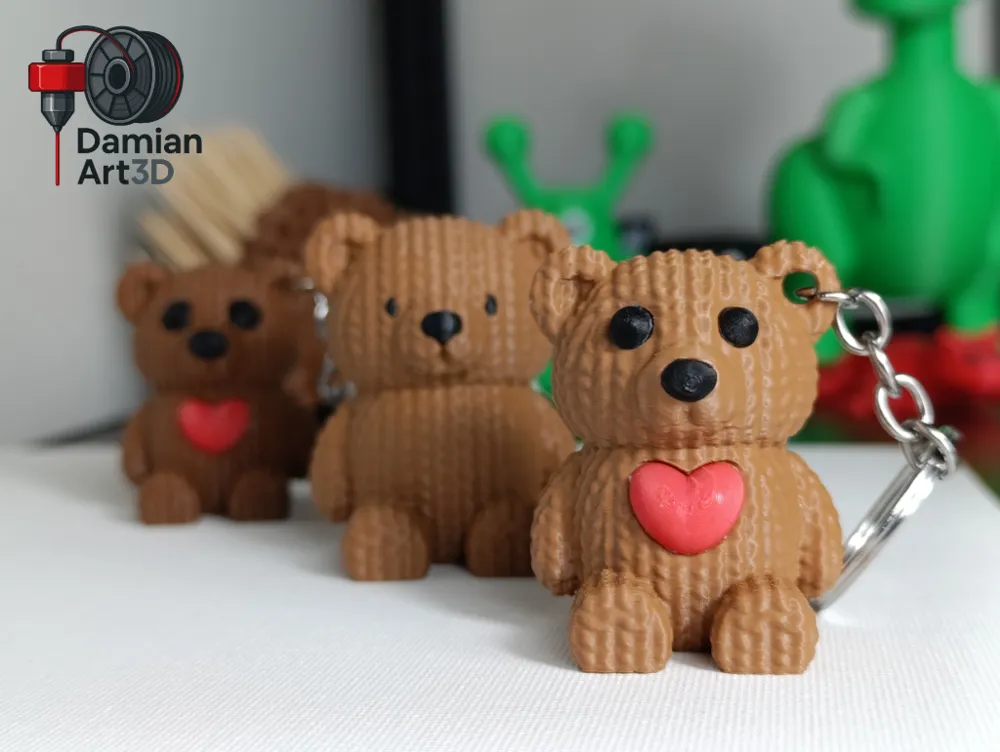 Cute Knitted Keychain Teddy - Free 3D Print Model - MakerWorld