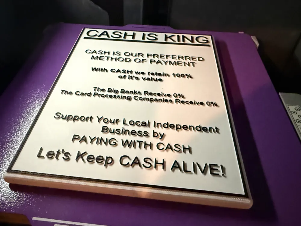 Keep Cash Alive Sign - Free 3D Print Model - MakerWorld