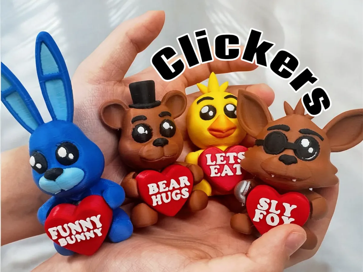 FNAF Inspired Valentine Fidget Clickers - Free 3D Print Model - MakerWorld