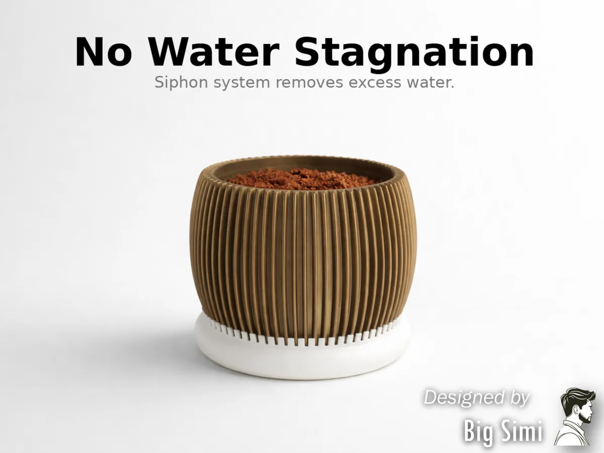 SiphonDrain Planter – No Water Stagnation Pot - Free 3D Print Model ...