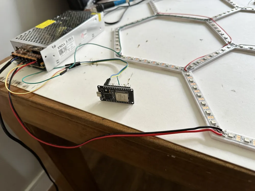 Hexagon WLED (LED) wall lamp art (ESP32, IMP441) by Ross Harvey ...