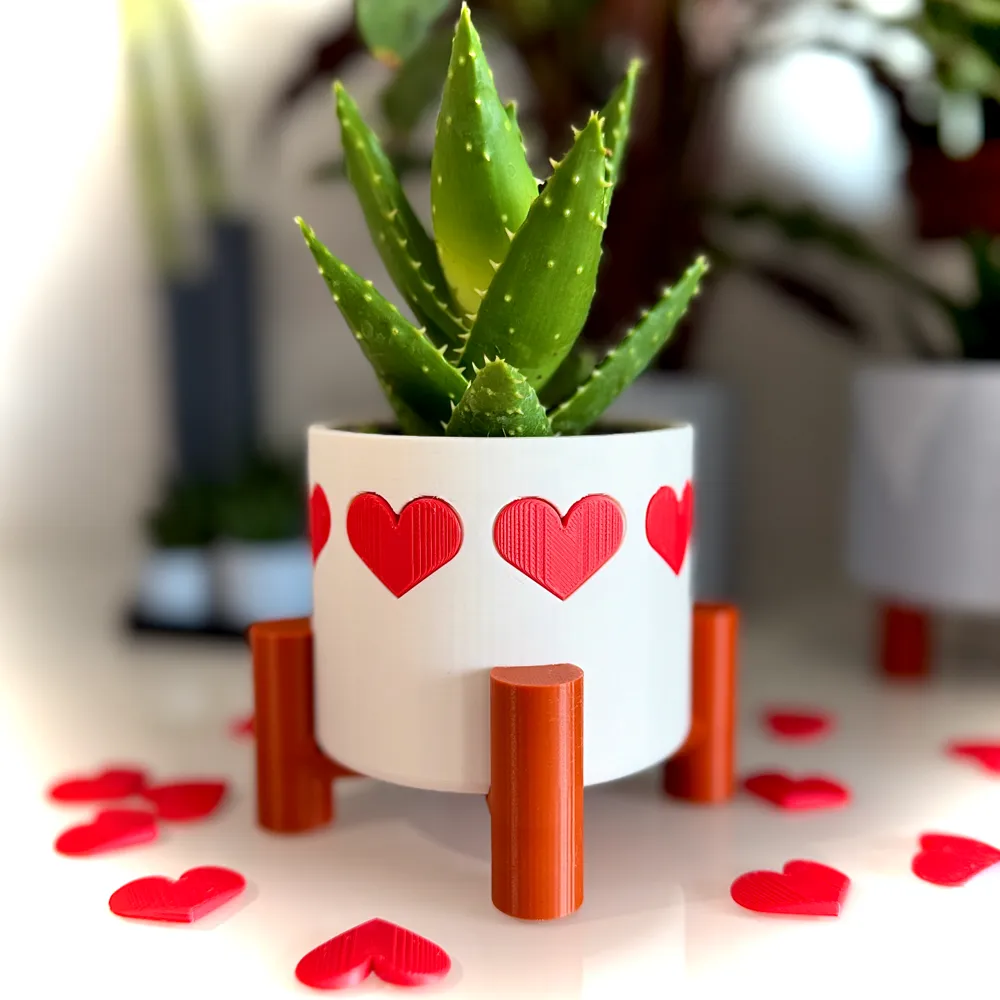 Valentine flower pot with hearts (NO AMS) by K93.35 - MakerWorld