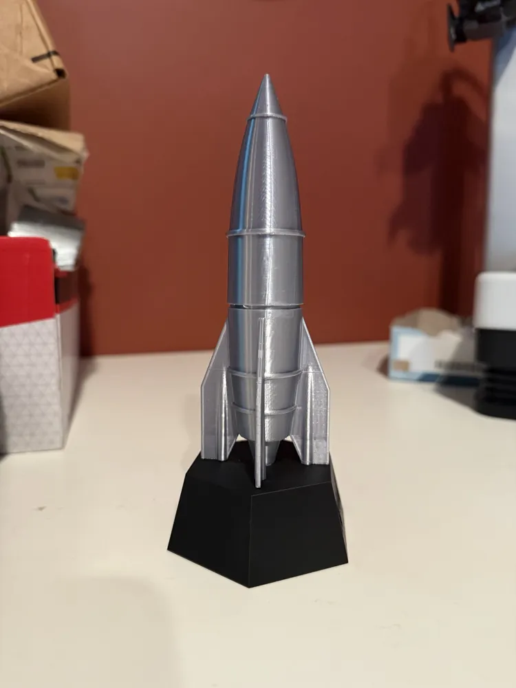 Mini Rocket Ship Sculpture - Free 3D Print Model - MakerWorld