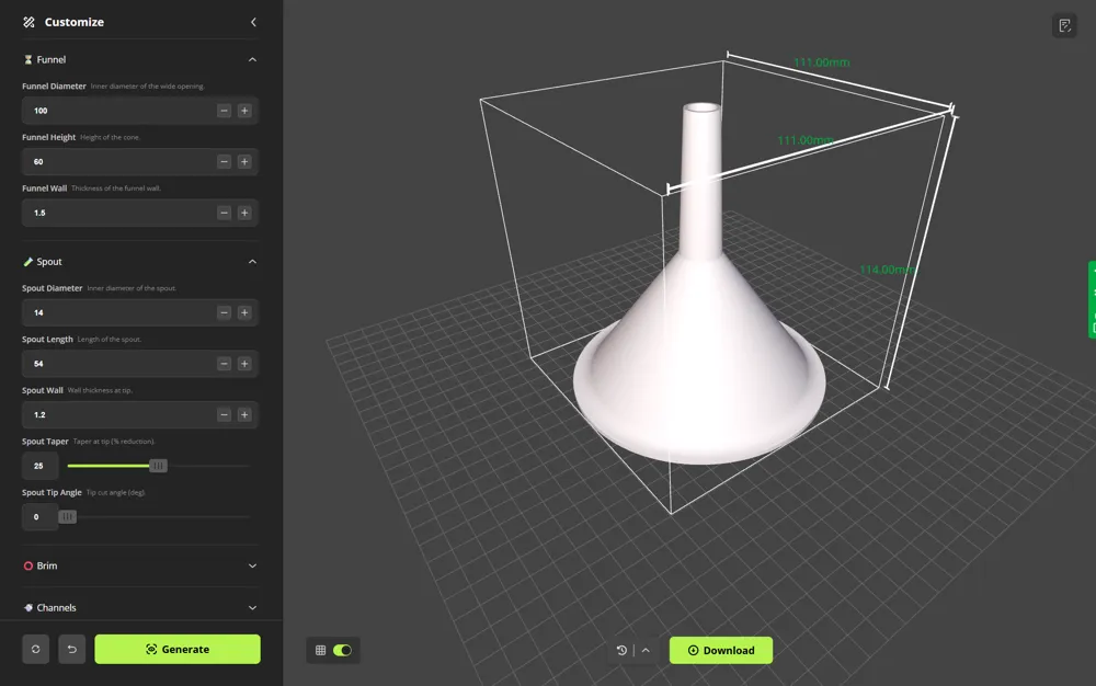 Funnel Generator - Parametric Fluid Funnels by Koolm MakerWorld ...