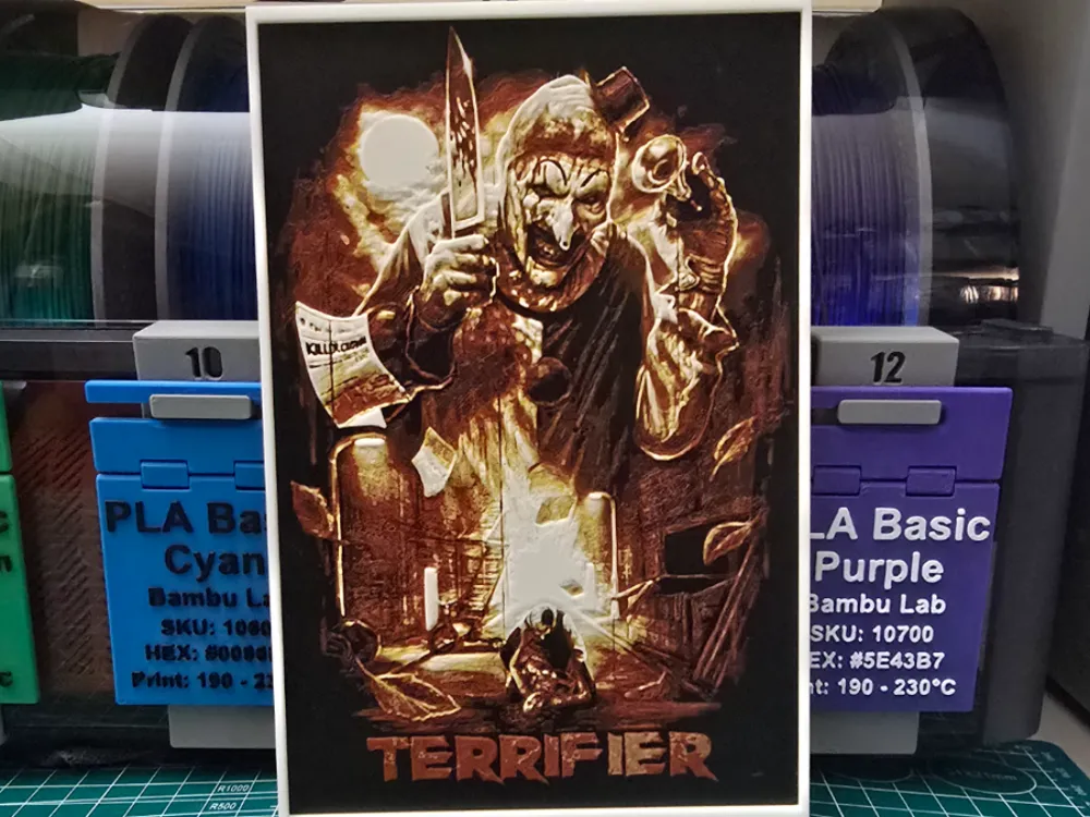 Terrifier Movie Poster - Hueforge Art - Free 3D Print Model - MakerWorld