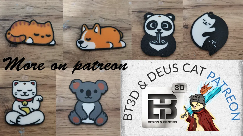 Cute multicolor dog and cat keychains by BT3D printing - MakerWorld
