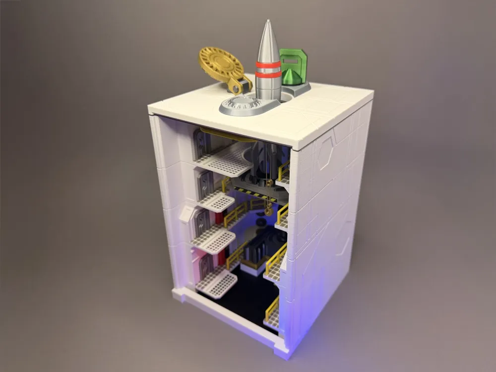 Mechanical Rocket Silo Book Nook - Free 3D Print Model - MakerWorld
