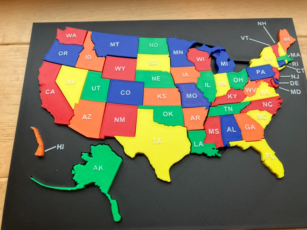 USA State puzzle by E3D MakerWorld: Download Free 3D Models