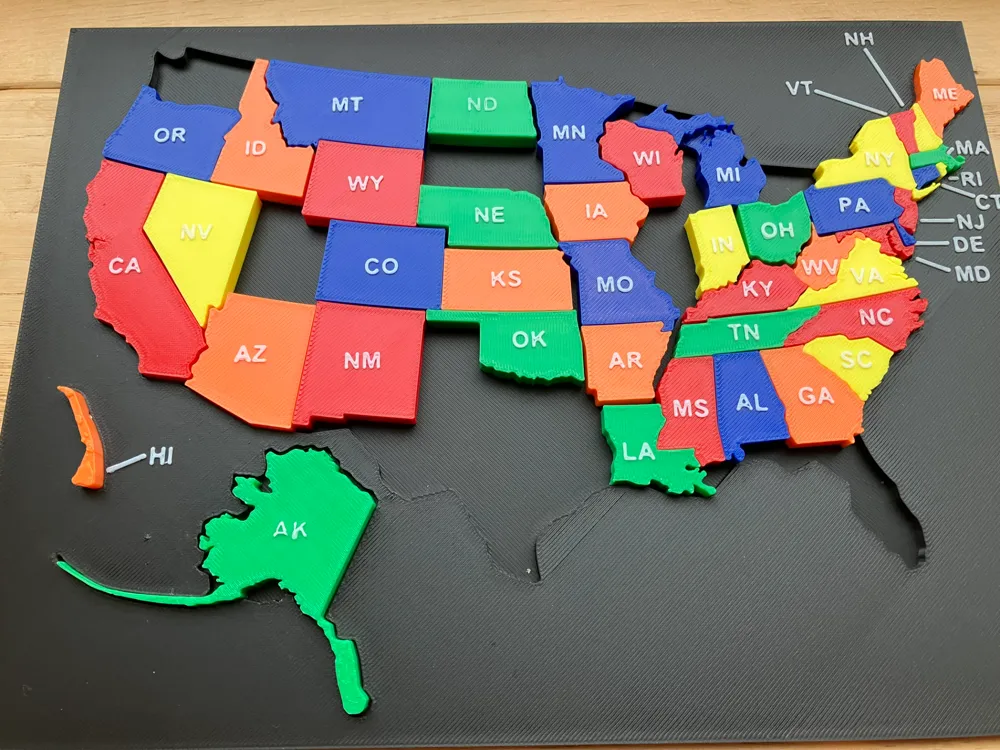 USA State puzzle by E3D MakerWorld: Download Free 3D Models