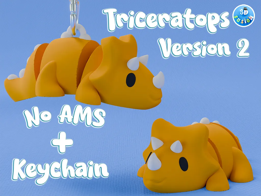 Cute Flexi Triceratops -Dinosaur Fidget + Keychain - Free 3D Print ...