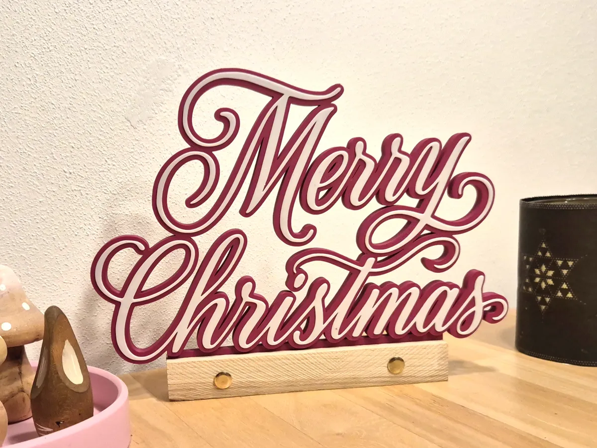 Merry Christmas – Two-Color 3D Lettering - Free 3D Print Model - MakerWorld